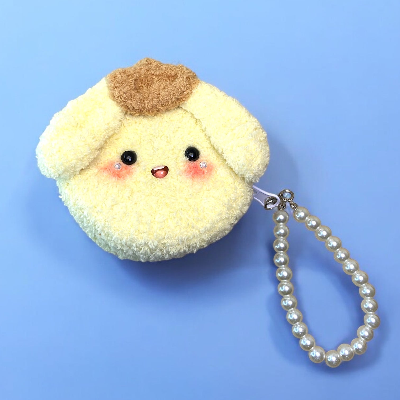 Cute Soft & Fuzzy Animal Crochet Pouch Keychain with Pearl Strap K0531 ...