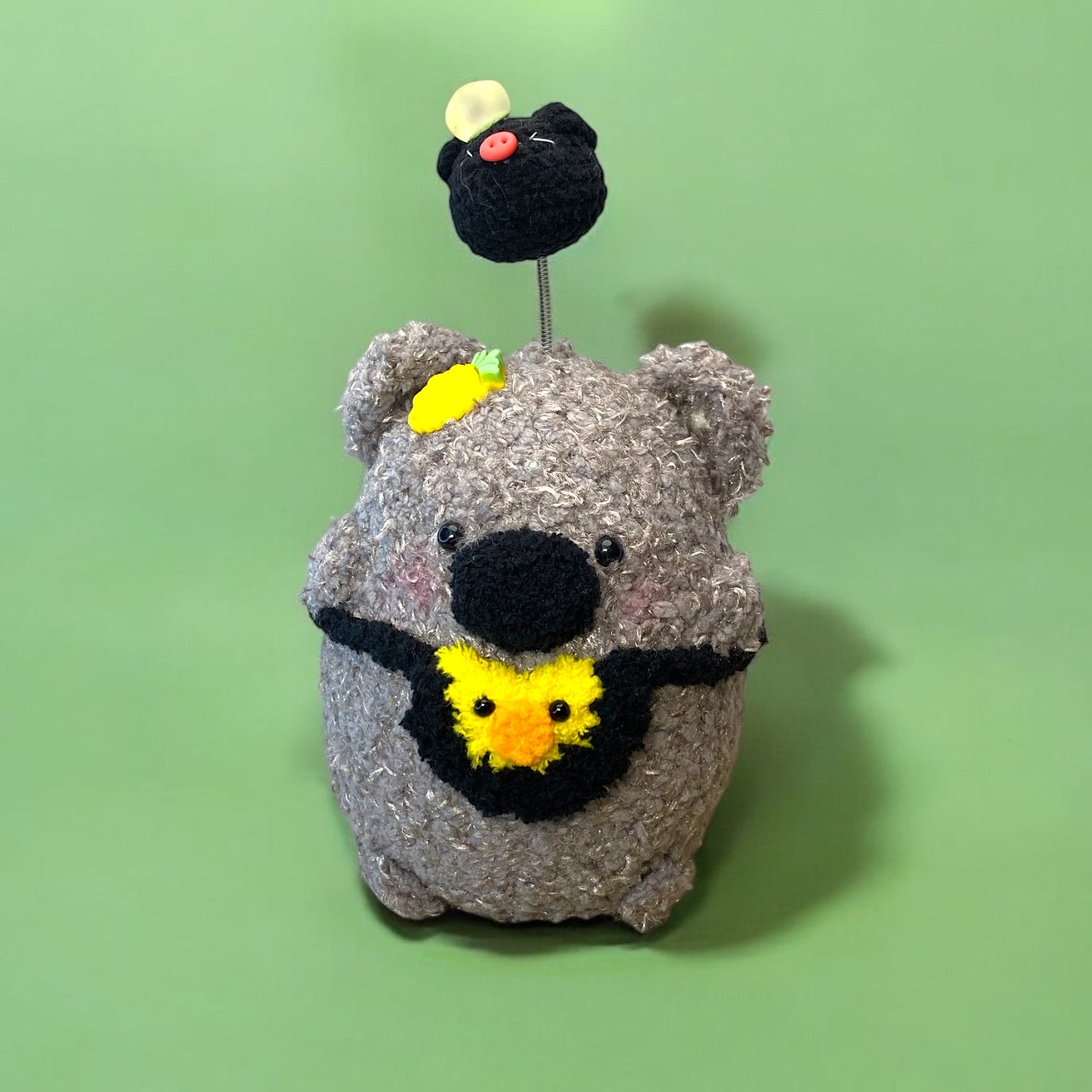 Big and Chunky Koala with Piggy on Crochet Fuzzy Figure K0234 ...